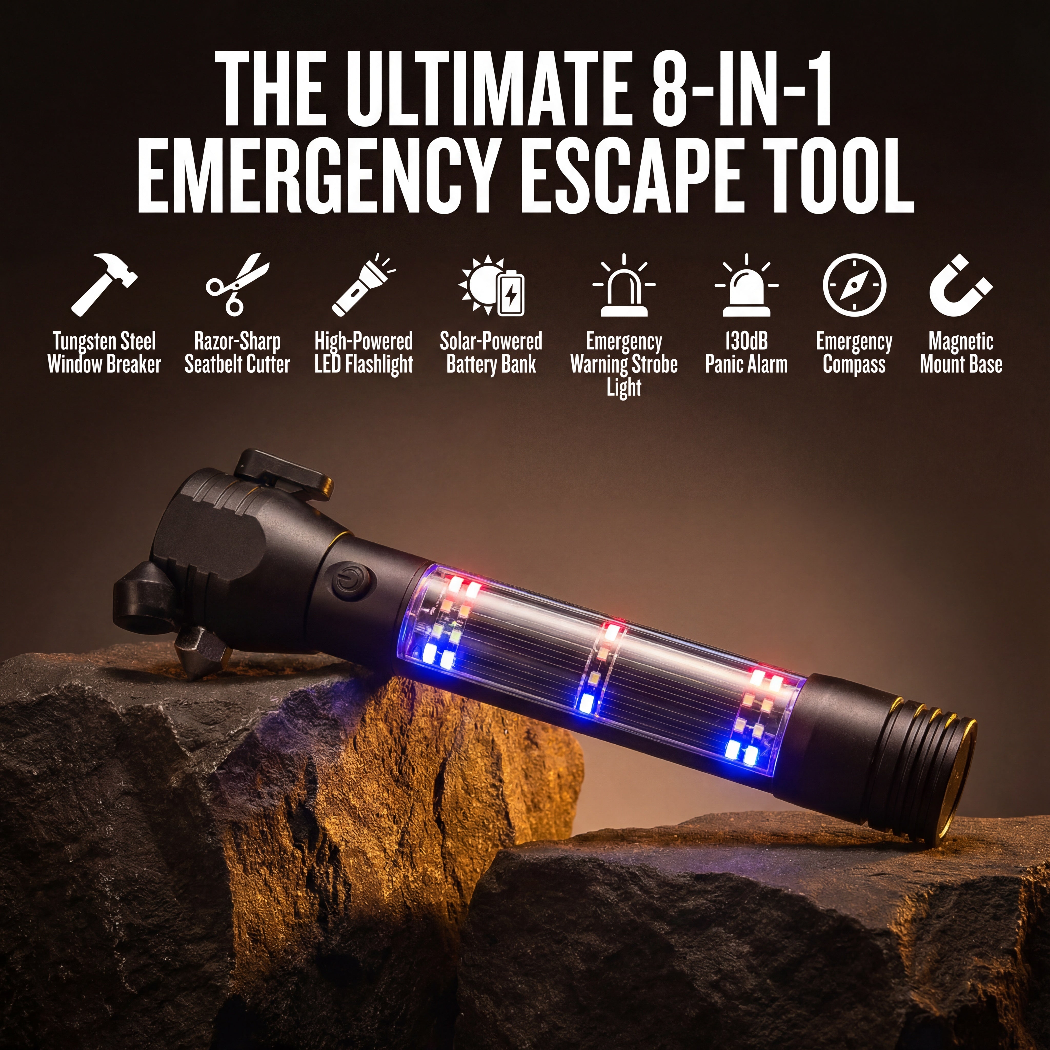 8-in-1 Emergency Multi-Tool Hammer – BEAM Lab